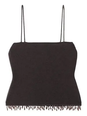 BODE Fringed Bead-embellished Wool And Cashmere-blend Top - Brown
