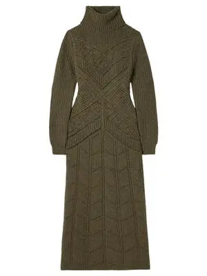 Loro Piana Cashmere Turtleneck Maxi Dress - Green