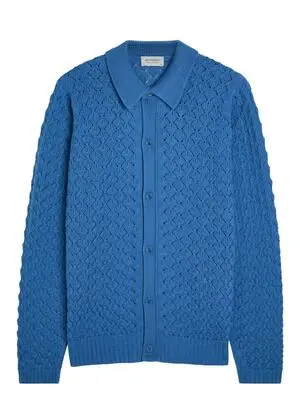 John Smedley Open-knit Merino Wool Cardigan - Blue