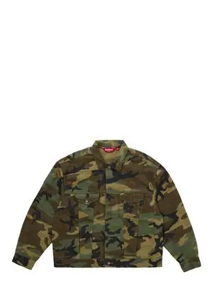 Supreme Jacquard Logos Denim Trucker Jacket - Woodland Camo