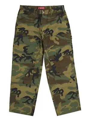 Supreme Jacquard Logos Double Knee Denim Painter Jean - Woodland Camo