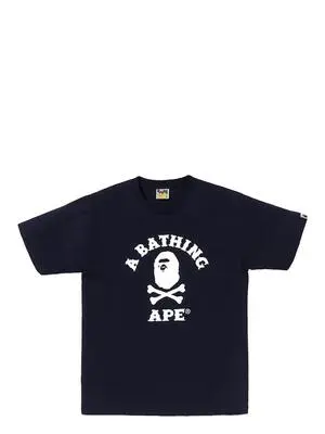 A BATHING APE Captain Ape Crossbone Tee Shirt - Navy Blue