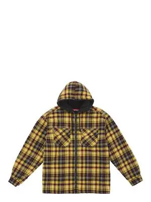 Supreme Lined Zip Up Hooded Flannel Shirt - Yellow