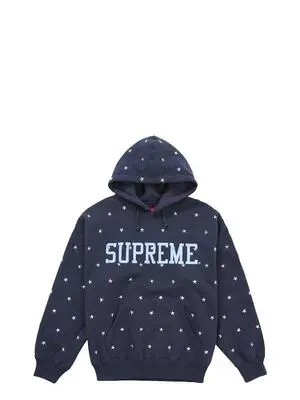 Supreme Stars Studded Hooded Sweatshirt - Navy Blue