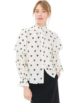 Alix Of Bohemia Heart Print Silk Shirt - White