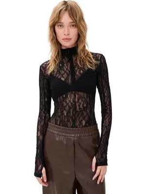 MSGM Lace Thong Bodysuit - Black