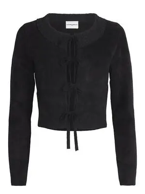 Claudie Pierlot Velvet Bow-detailed Cardigan - Black