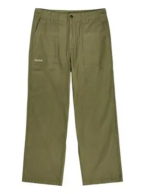 MALBON Logo-Embroidered Cotton Trousers Olive