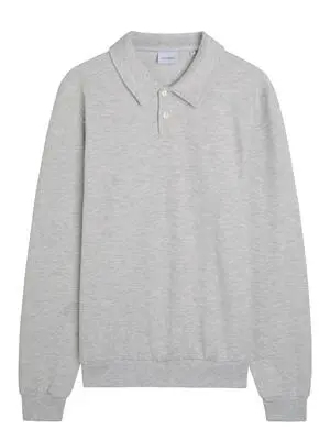 LES DEUX Ben Melange Cotton-blend Polo Jumper - Light Grey