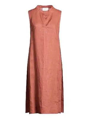 DANIELE FIESOLI Sleeveless Linen Top With Mandarin Collar And Side Splits - Red