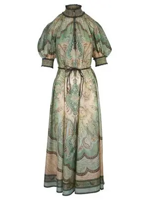 Zimmermann Wanderlust Billow Midi Dress Blue