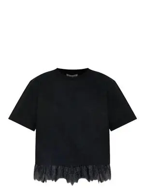 Munthe Lace-trimmed T-shirt - Black