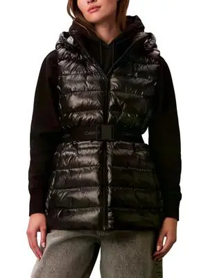 Calvin Klein Hooded Belted Gilet - Black
