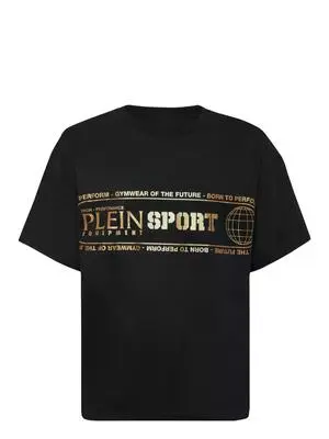 PLEIN SPORT Lettering-print Crew-neck T-shirt - Black