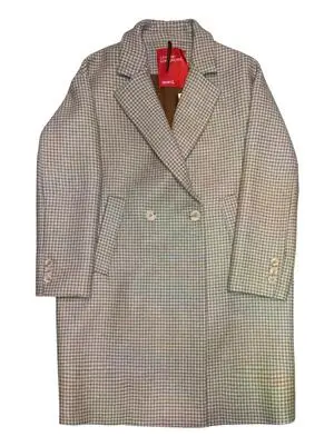 MERCI Houndstooth Double-breasted Coat - Neutrals