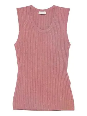 Liu Jo Ribbed Knit Sleeveless Top - Pink