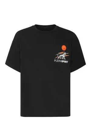 PLEIN SPORT Graphic-print Round-neck T-shirt - Black