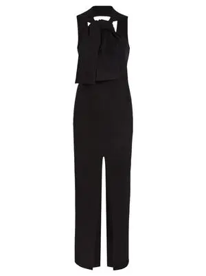A.W.A.K.E. Mode Neck-tie Midi Dress - Black