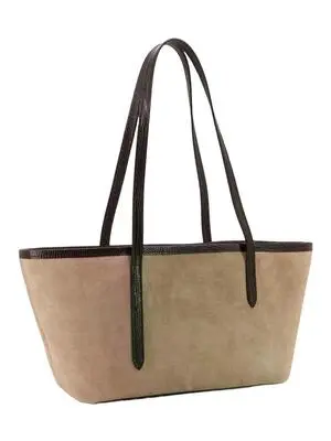 ATP ATELIER Gaiba Printed-Lizard Suede Tote Bag Neutrals