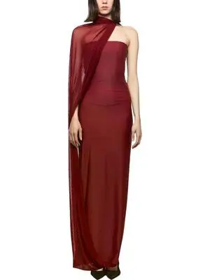 ATU BODY COUTURE Halterneck Gown With Draped Detail Red
