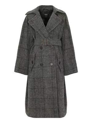 Max Mara Sestri Check Pattern Coat - Grey
