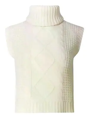 Perfect Moment Cable-knit Roll-neck Top - Neutrals
