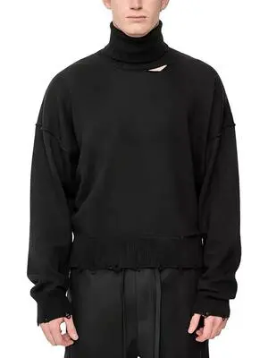 Andrea Ya'aqov Distressed Roll-neck Sweater - Black