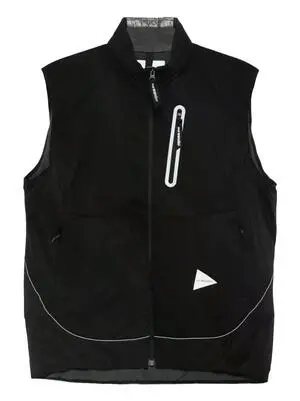 AND WANDER Zip Sleeveless Gilet - Black