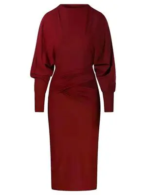 AMAZUIN Karen Draped Open Back Dress - Red