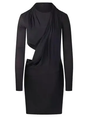 AMAZUIN Draped Cutout Dress - Brown