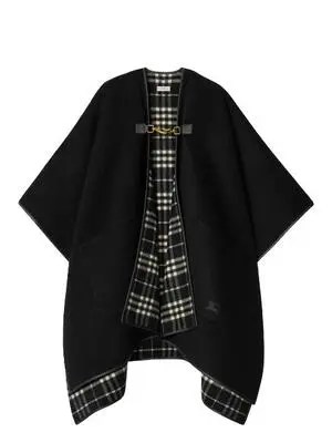Burberry Check Cashmere Cape - Black/calico Beige