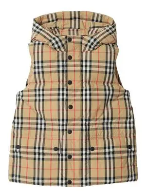 Burberry Check Nylon Puffer Gilet - Sand Beige