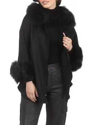 GORSKI Wool Cape With Shearling Collar And Cuffs