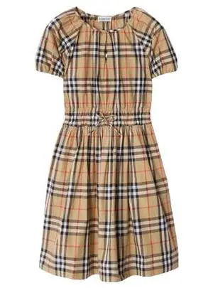 Burberry Check Cotton Dress - Sand Beige