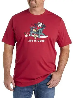LIFE IS GOOD Big & Tall Santa Graphic Tee - Deep Claret