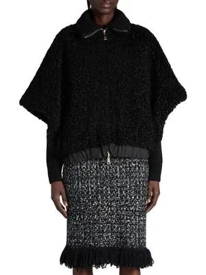 Moncler Mixed Media Reversible Cape - Black