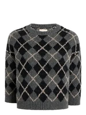 Khaite Colt Argyle Cashmere Sweater - Grey