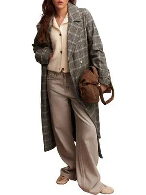 NEXT Windowpane Plaid Coat - Neutral