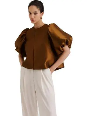 MALINA Cleo Pouf Balloon Sleeve Blouse - Amber