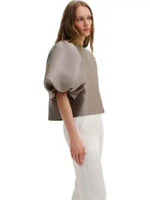 MALINA Cleo Pouf Balloon Sleeve Blouse - Graphite