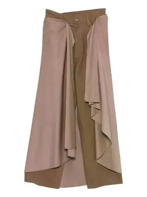 MARBELL Erin Draped Panel Trousers - Brown