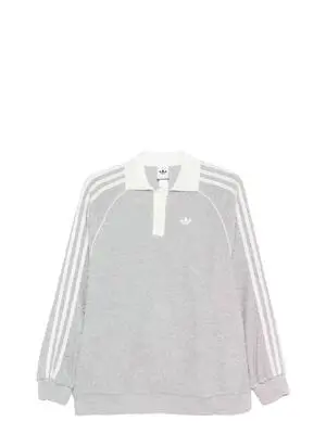 Adidas Three-stripe Bouclé Polo Top - Grey