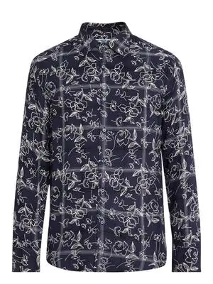 Robert Graham Apos;s Essex Windowpane Rose Button-down Shirt - Navy