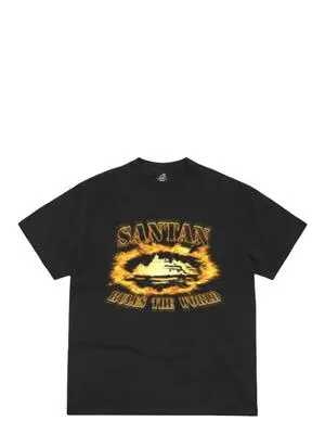 CORTEIZ Santan Alcatraz Tee Shirt - Black/orange Flame