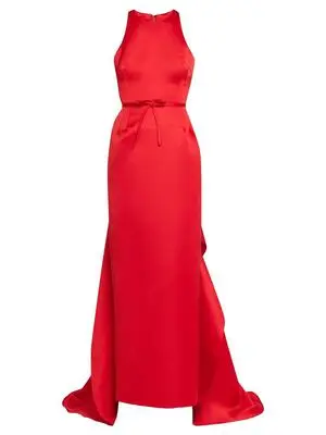 Prabal Gurung Caroline Satin Gown With Detachable Train - Red