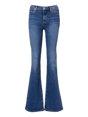 FRAME Icon Long Mid-rise Flared Jeans - Blue