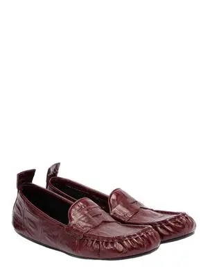 Acne Studios Bojan Croc-effect Leather Loafers - Burgundy