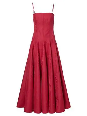 EMILIA WICKSTEAD Gracia Pleated Moiré Mikado Bustier Dress - Red