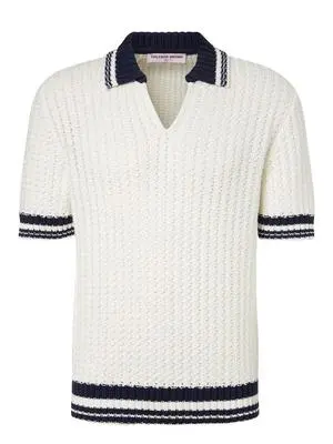 Orlebar Brown Swift Crochet Striped Cotton Polo Shirt - White