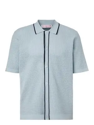 Orlebar Brown Roddy Waffle-knit Bowling Shirt - Blue